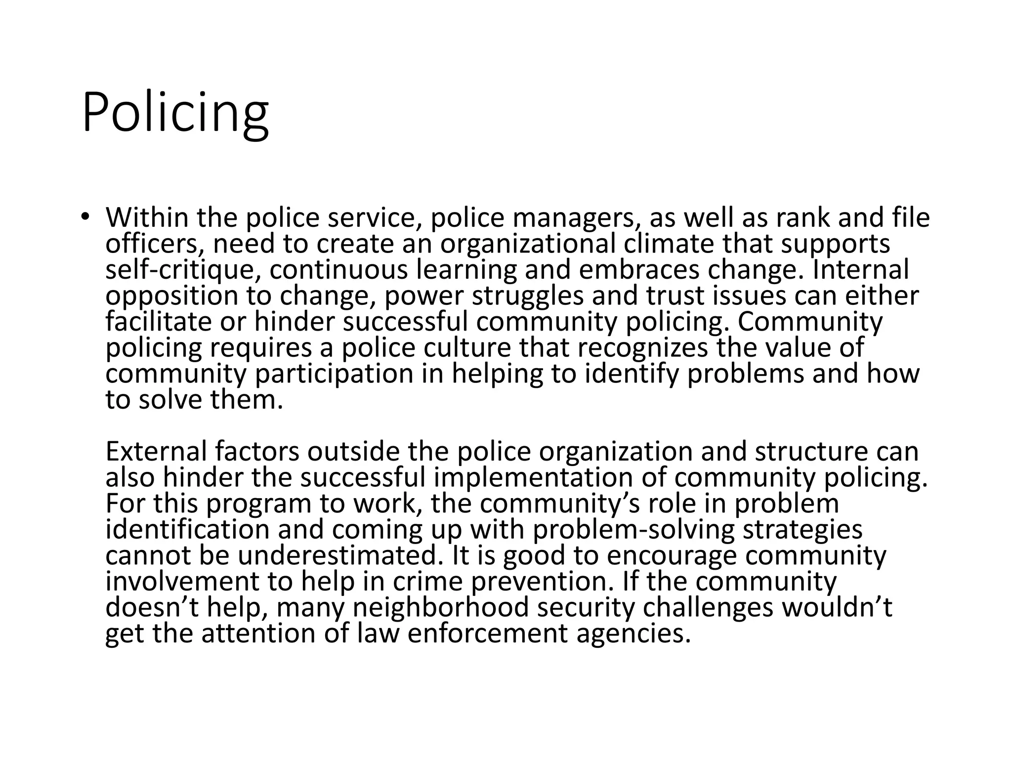 Challenges That Hinder Effective Community Policing | PPTX