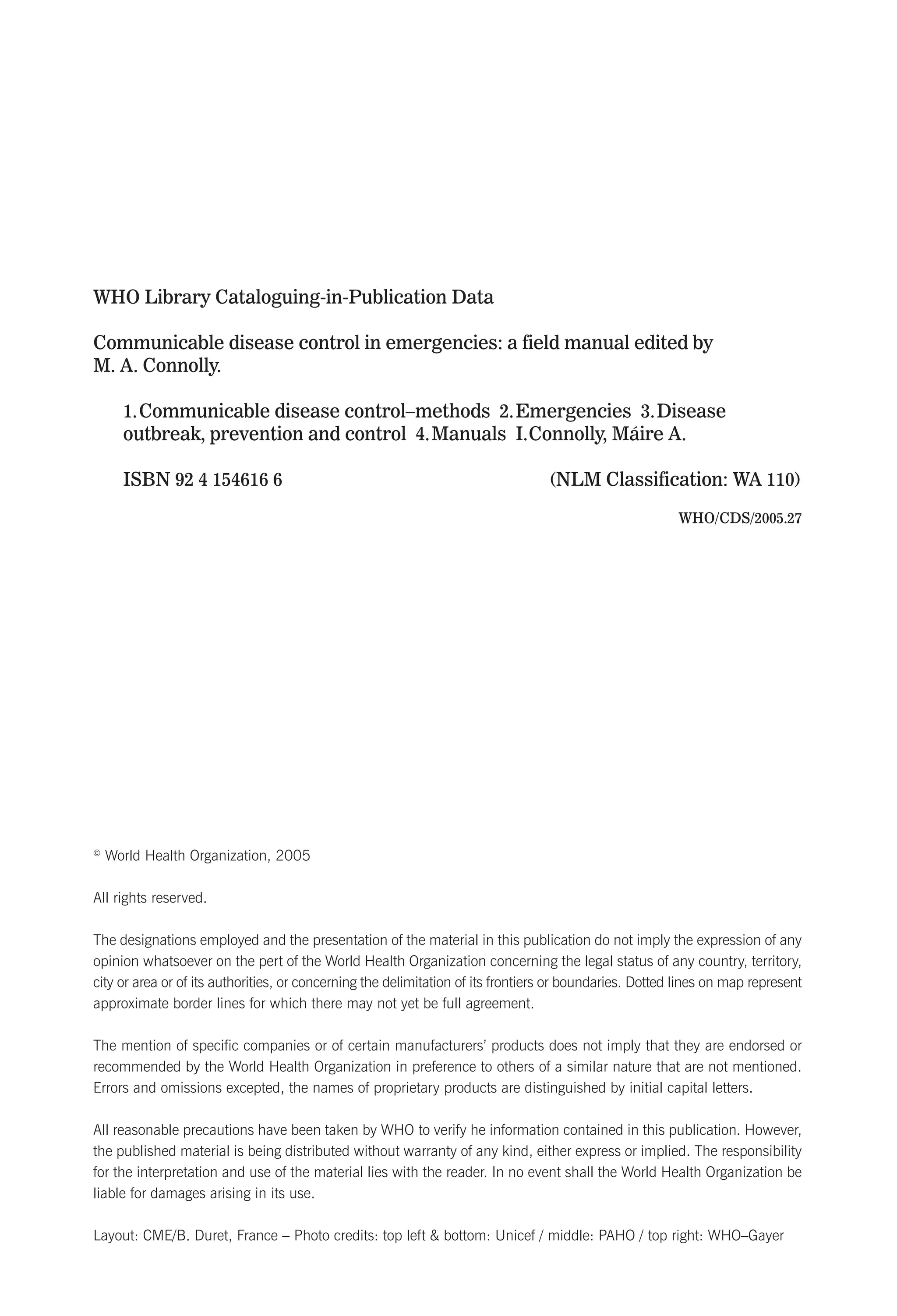 Communicable disease control in emergencies | PDF