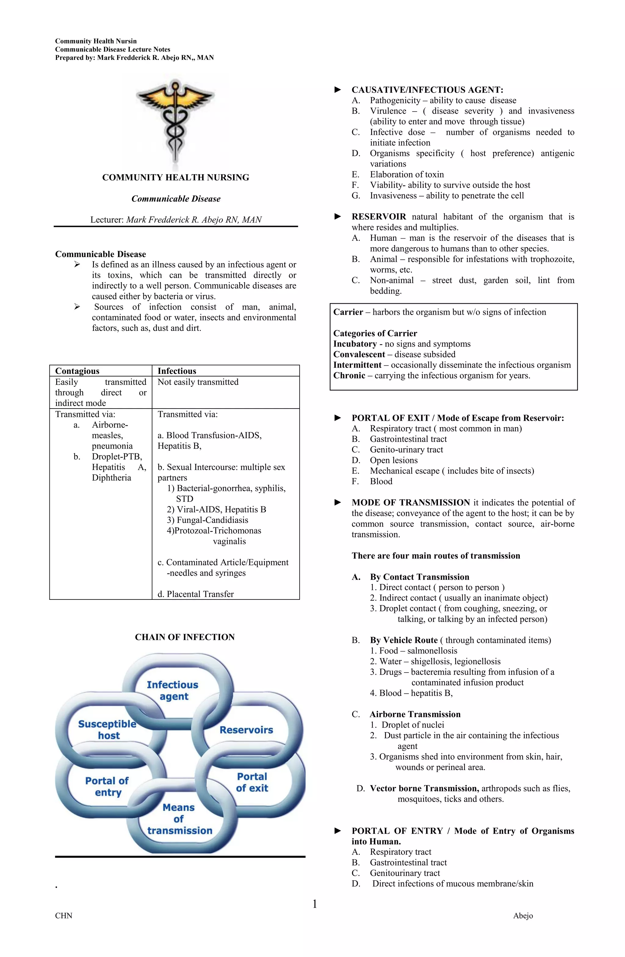 Communicable Disease Handouts | PDF