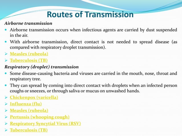 Communicable diseases, routes of transmission and control | PPTX