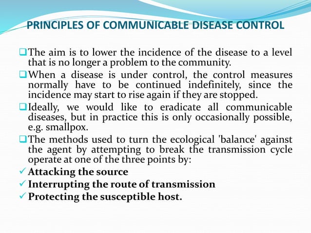 Communicable diseases, routes of transmission and control | PPTX