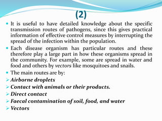 Communicable diseases, routes of transmission and control | PPTX