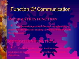 FUNCTION OF COMMUNICATION | PPT
