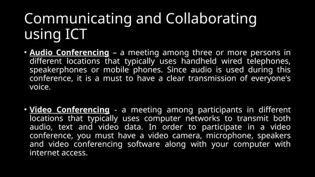 Communicating and Collaborating using ICT.pptx | Web Conferencing | Computer Software and ...