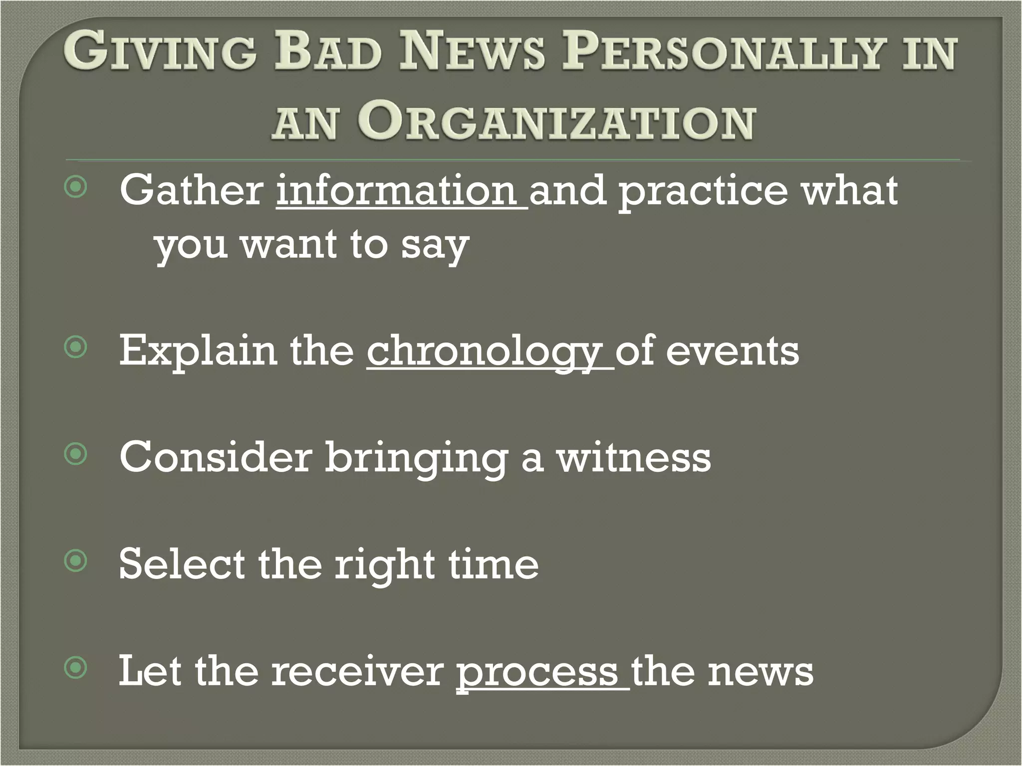 Communicating Bad News | PPT