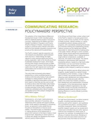Communicating Research: Policymakers' Perspective | PDF