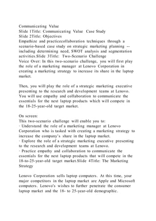 Communicating ValueSlide 1Title Communicating Value Case Study | DOCX