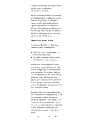 Communicating with Smart Tools | Connected Manufacturing | PDF