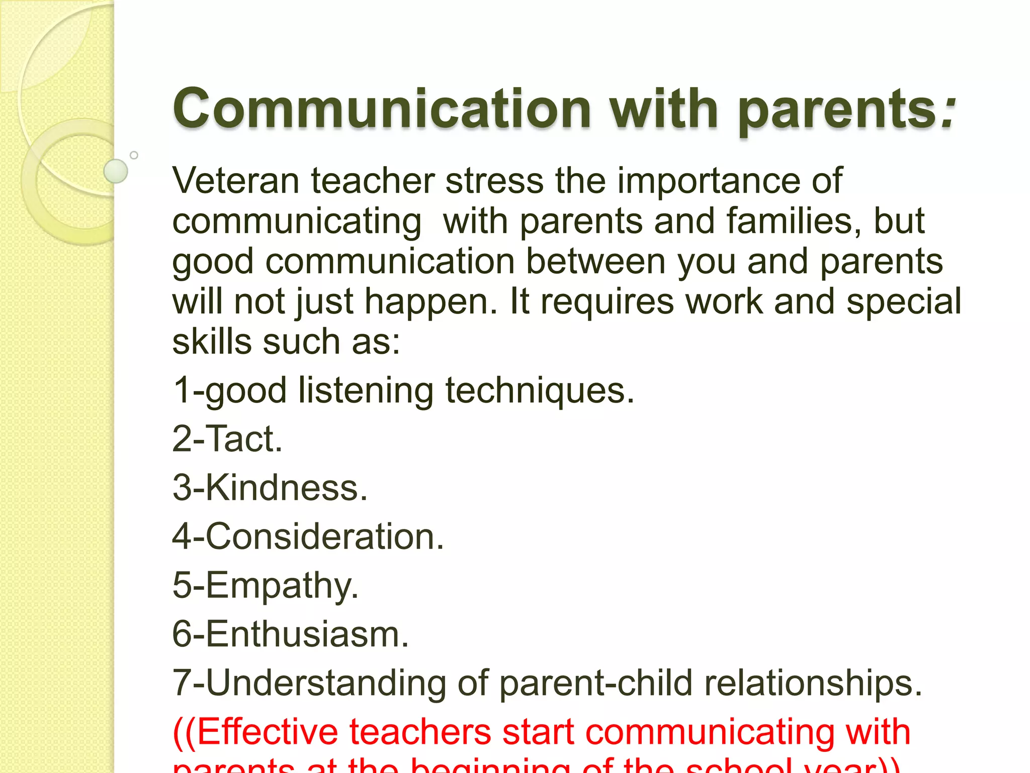 Communicating with student and parents | PPTX