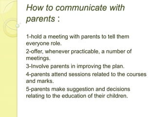 Communicating with student and parents | PPTX