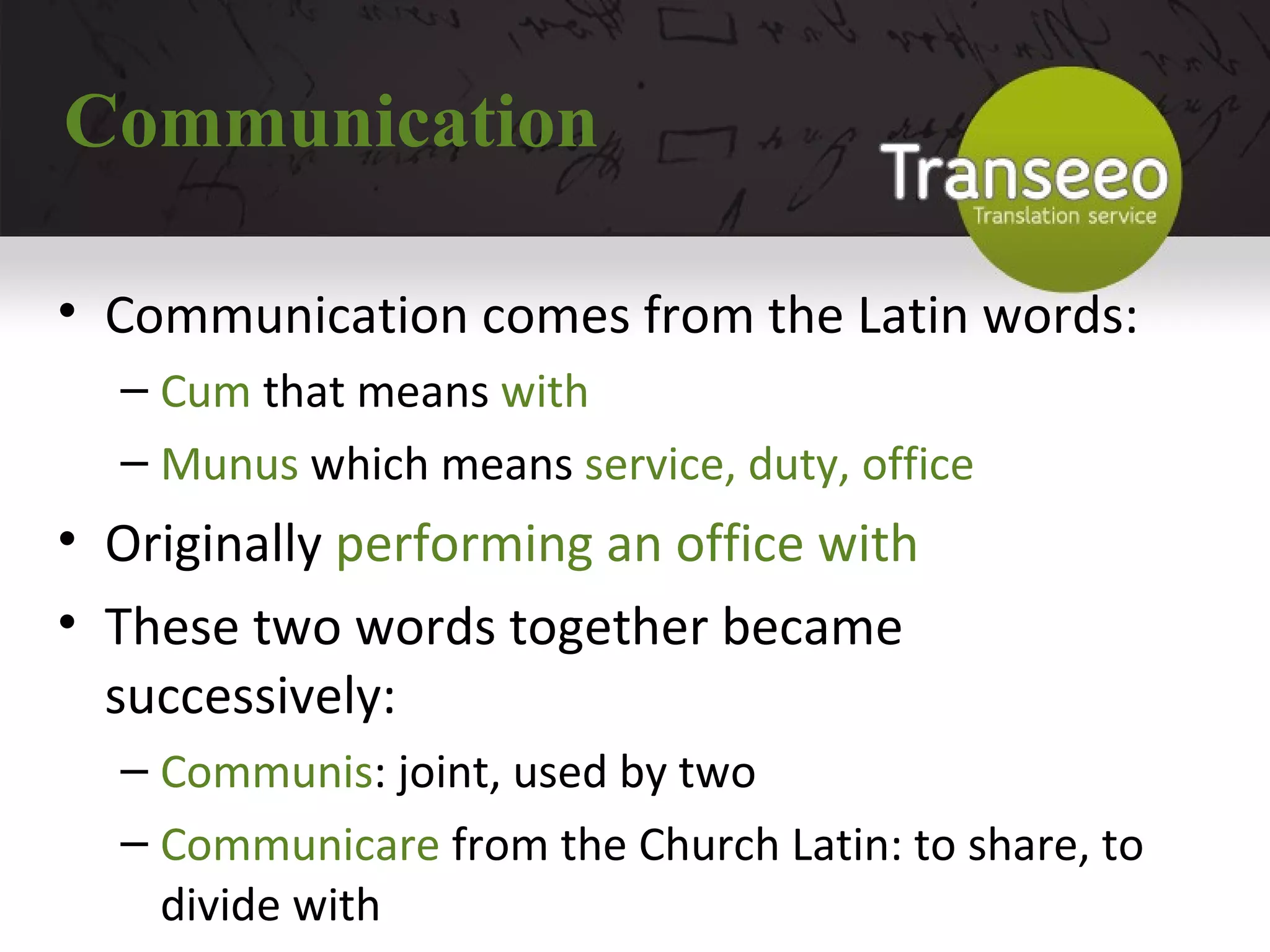 Etymology - Communication | PPT