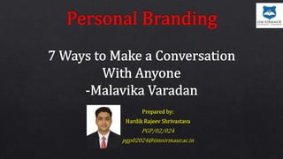 Ted Talk, Malavika Varadan | PPTX