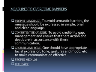 Communication and Process, Features, Barriers, Measures | PPTX
