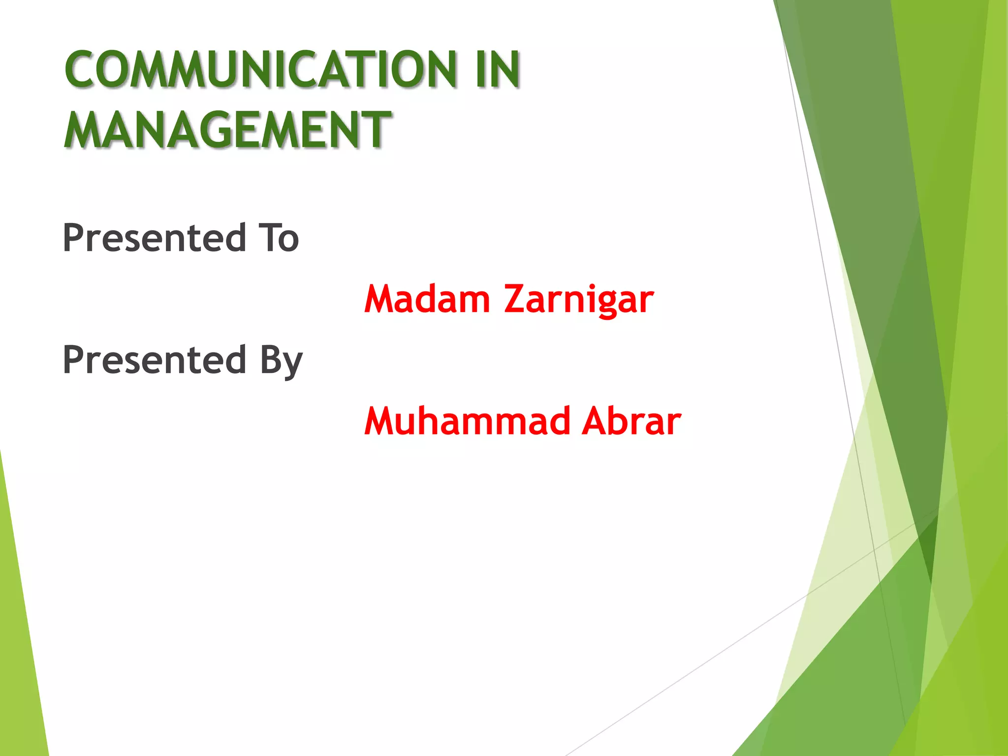 Communication in Management | PPTX