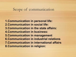 COMMUNICATION, SCOPE OF COMMUNICATION, TYPES | PPTX