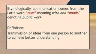 etymology of communication, communication process slides | PPT