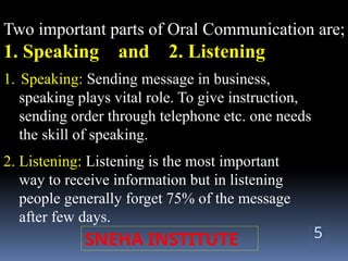 Two important parts of Oral Communication are | PPTX
