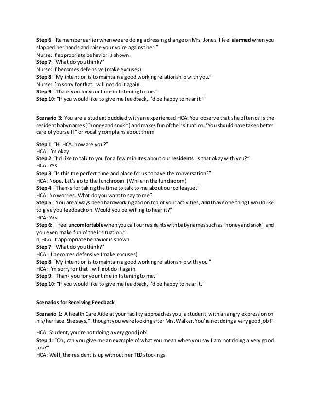 Communication giving and receiving feedback scenarios