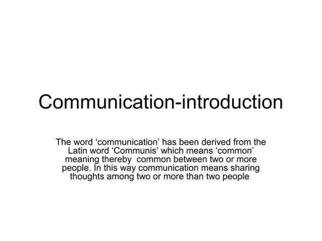 Communication introduction | PPT | Computer Networking | Computing