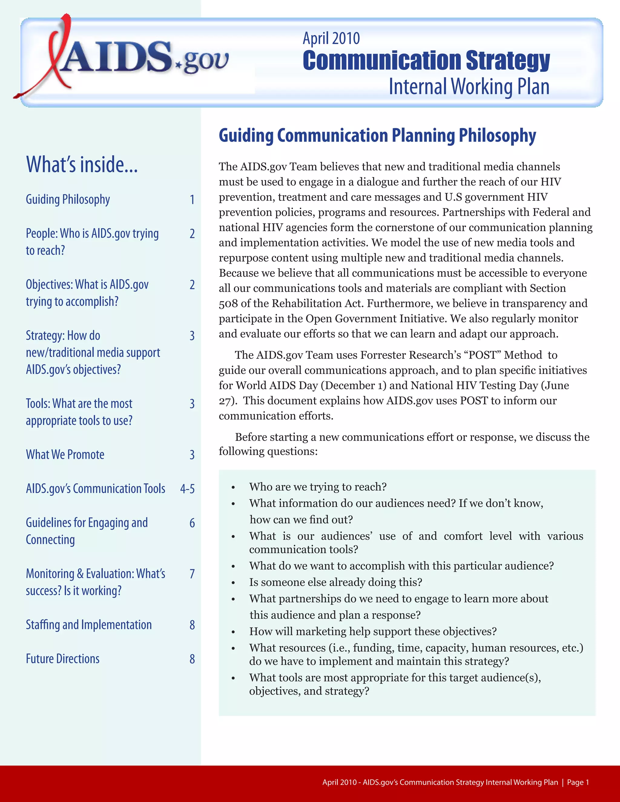Communication plan-040610 | PDF