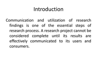 Communication and utilisation of research findings | PPTX