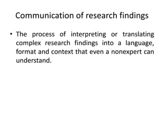 Communication and utilisation of research findings | PPTX