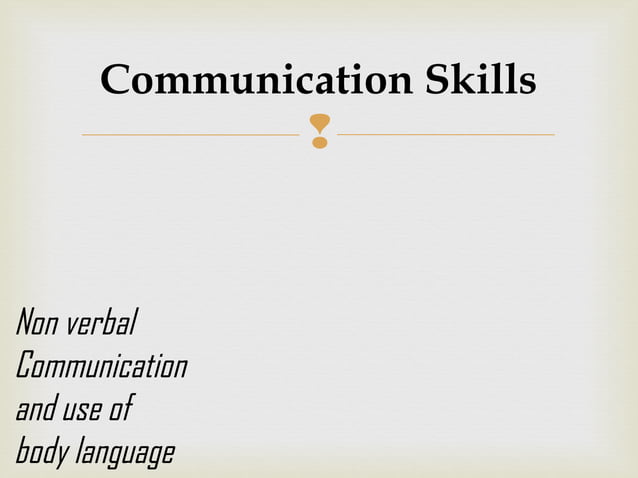 Non verbal communication and body language | PPT