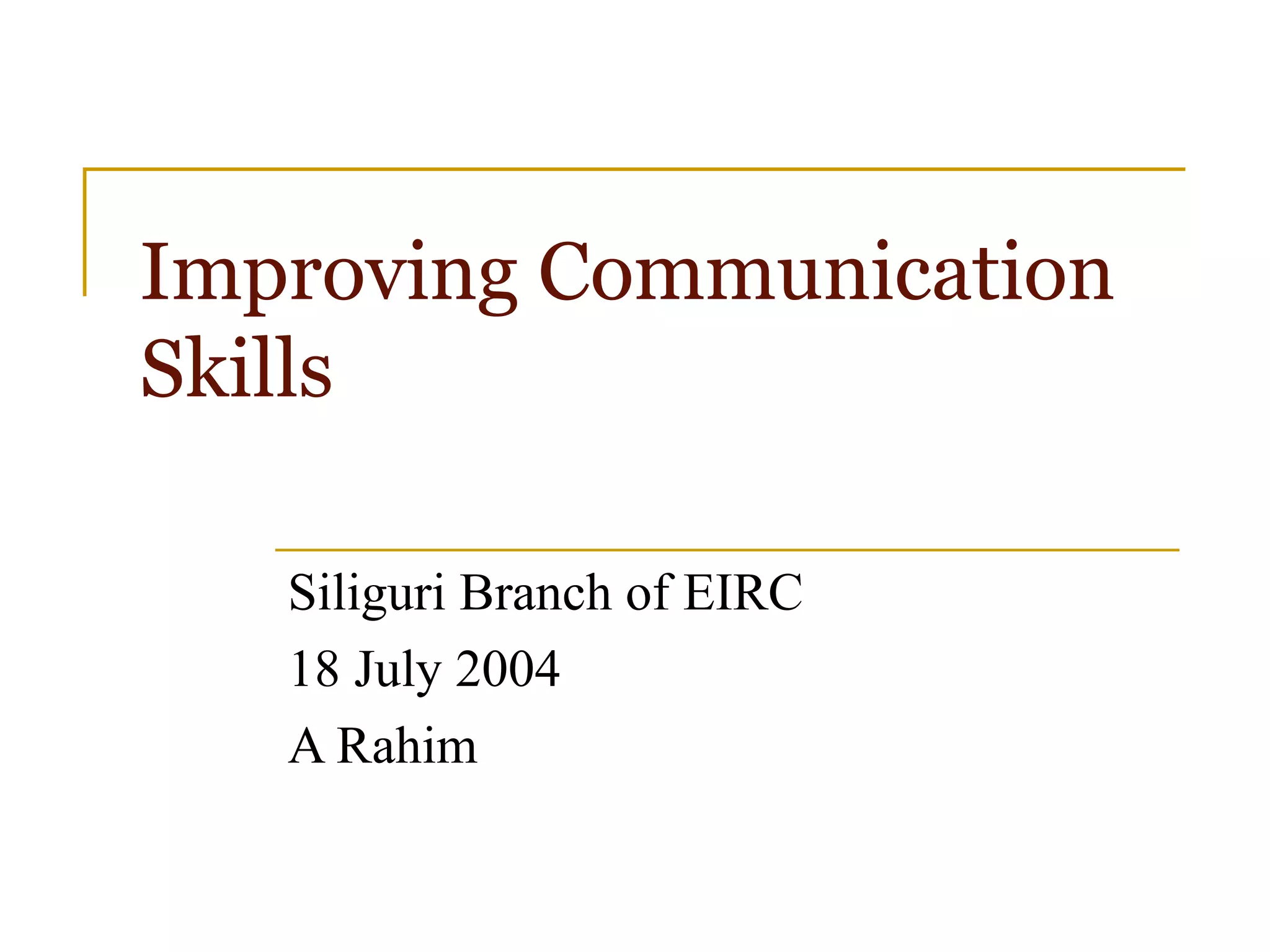 Communication Skills | PPT