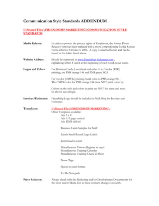 Communication Style Standards Addendum | PDF