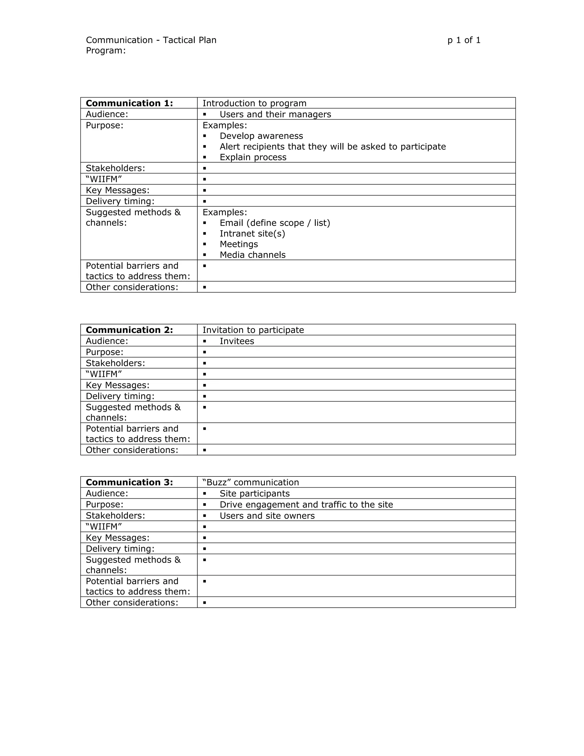 Communication tactical plan | DOC