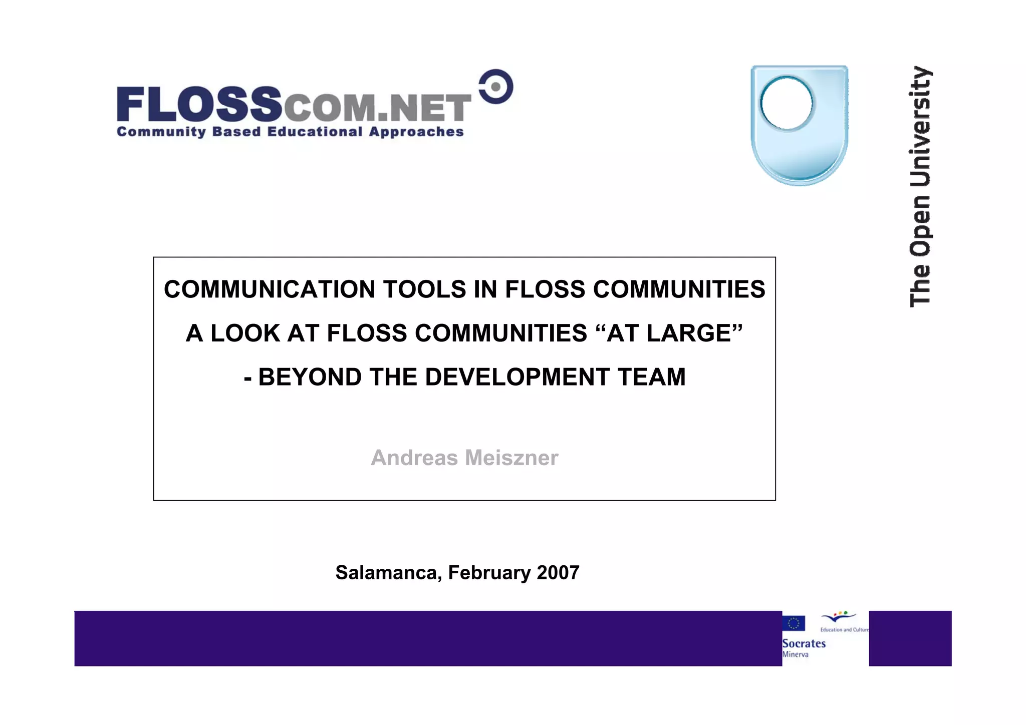 Communication tools in FLOSS communities | PPT