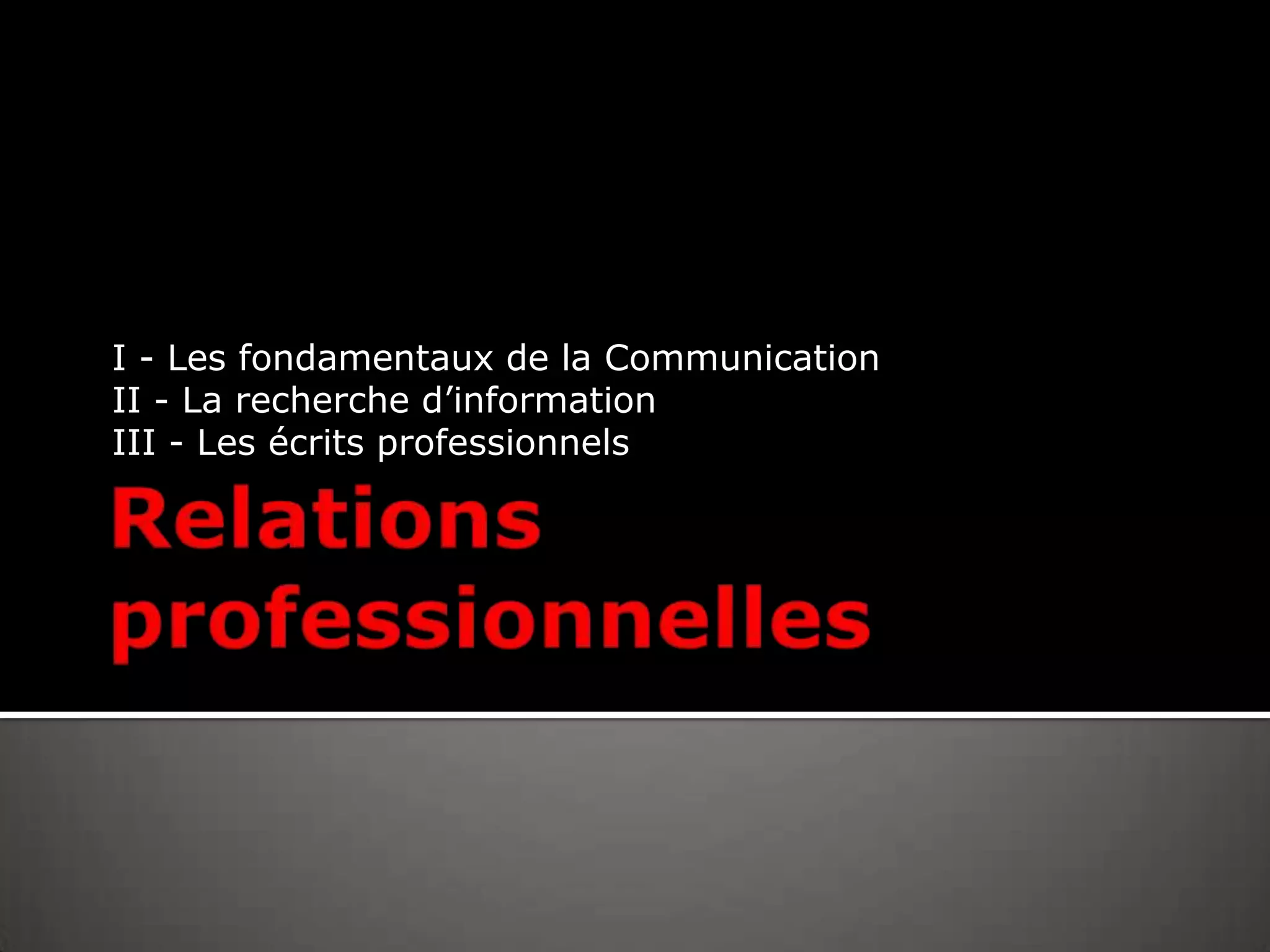 Relations professionnelles | PPT