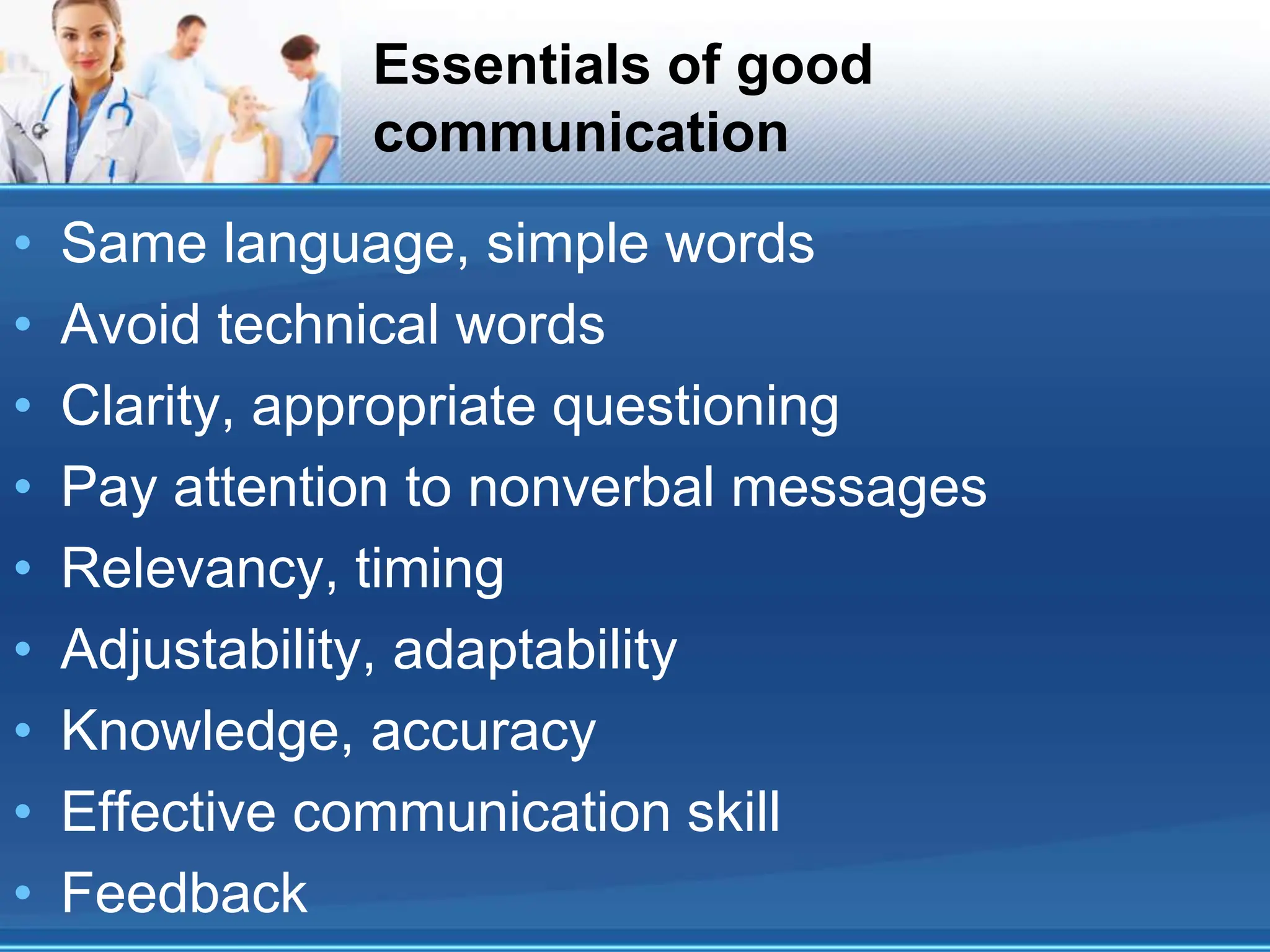 Communication skills for nurses in clinical settings | PPTX