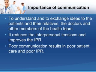 Communication skills for nurses in clinical settings | PPTX