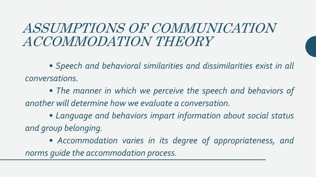 Communication Accommodation Theory | PPTX | Dating | Family and ...