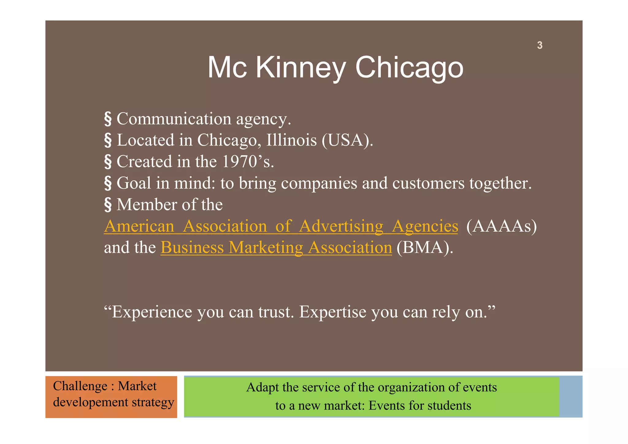 Free marketing plan sample of McKinney Communication Agency in Chicago ...