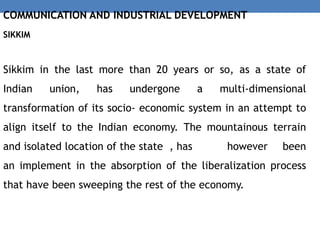 Communication and industry of sikkim | PDF