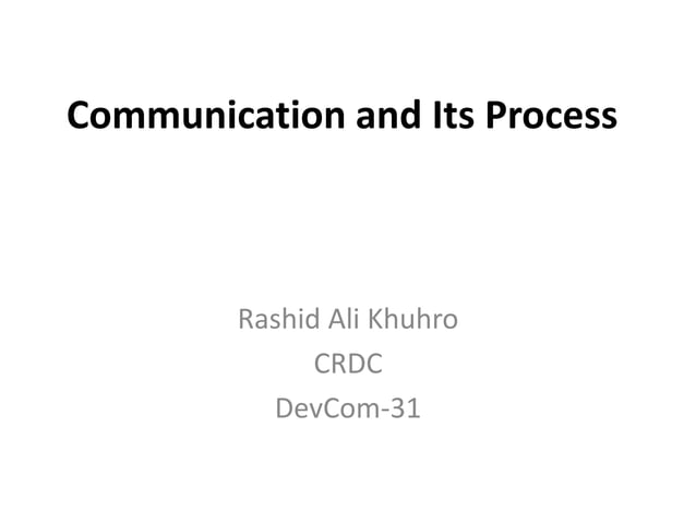 Communication and its process | PPT