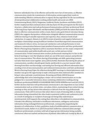 Communication and Work in Nursing Essay Paper.docx