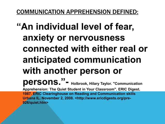 Communication apprehension | PPTX | Brain and Nervous System Disorders ...