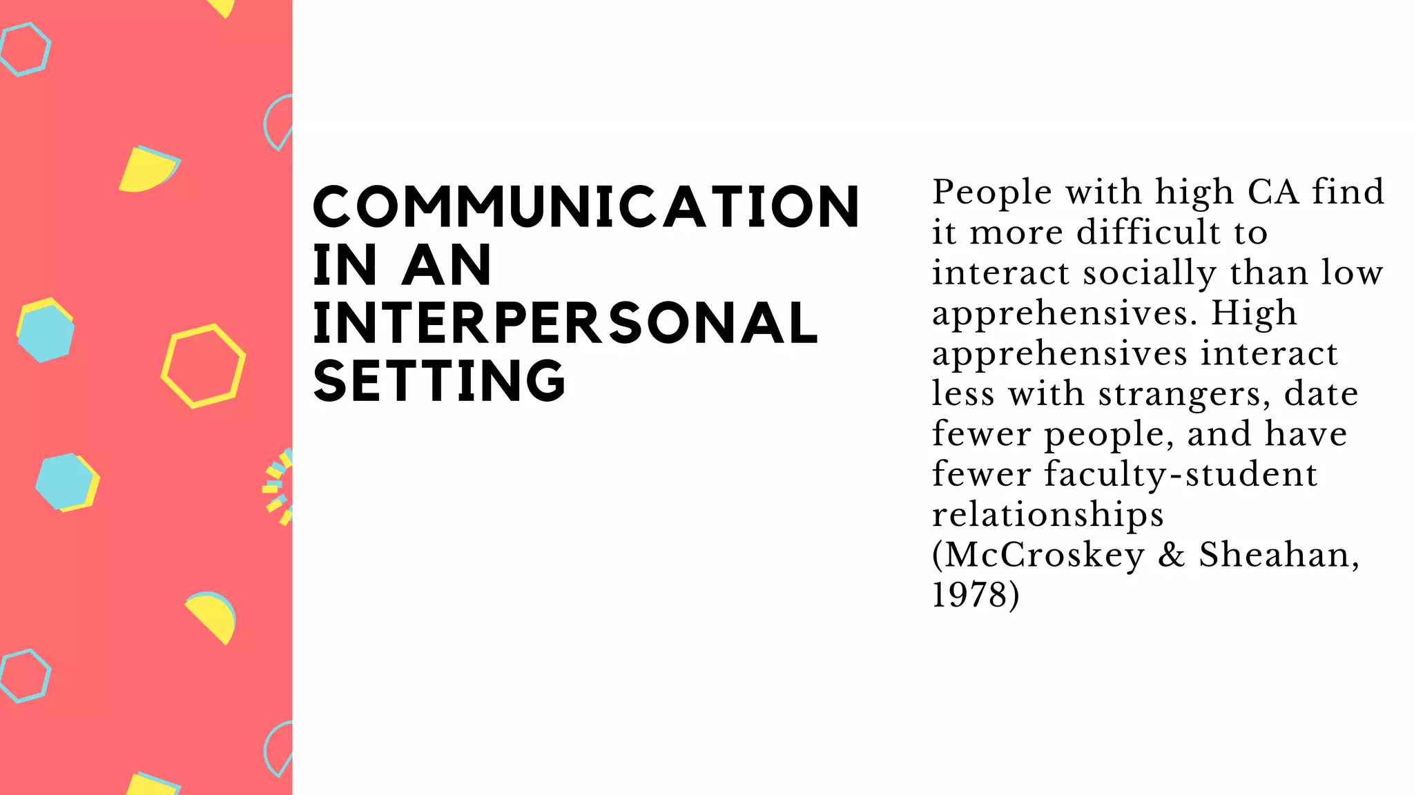 Communication apprehension in Interpersonal settings | PPT