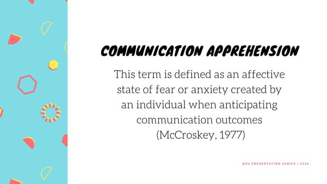Communication apprehension in Interpersonal settings | PPT