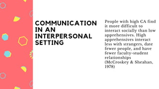 Communication apprehension in Interpersonal settings | PPT