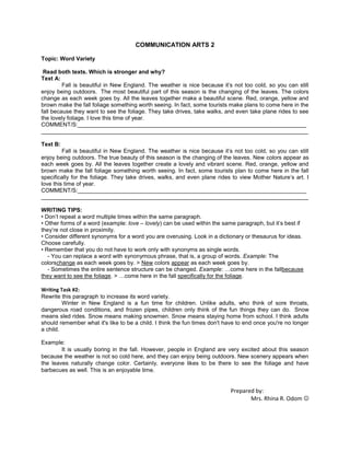 Communication Arts 2 Writing Task#2 | DOCX