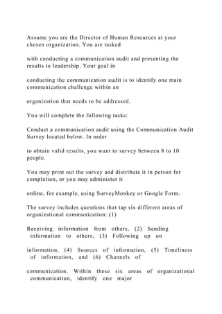 Communication Audit Presentation (30 points) Outcomes 2 and 4 .docx