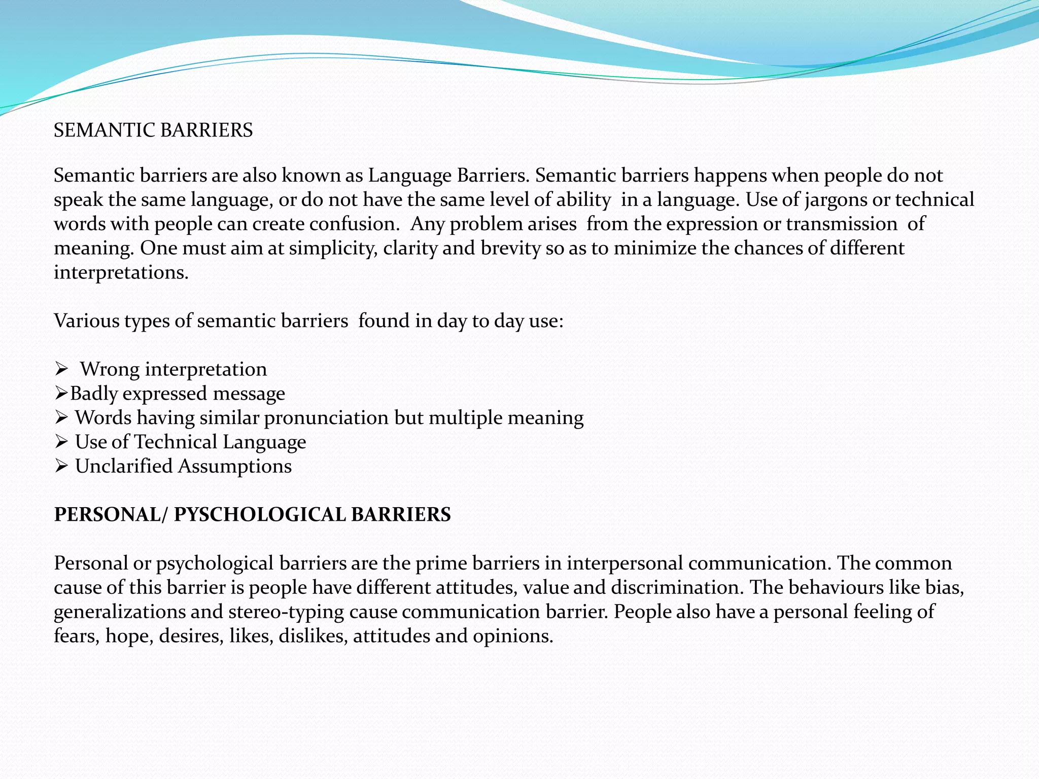 Communication barriers | PPTX