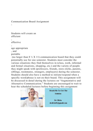 Communication Board AssignmentStudents will create an .docx