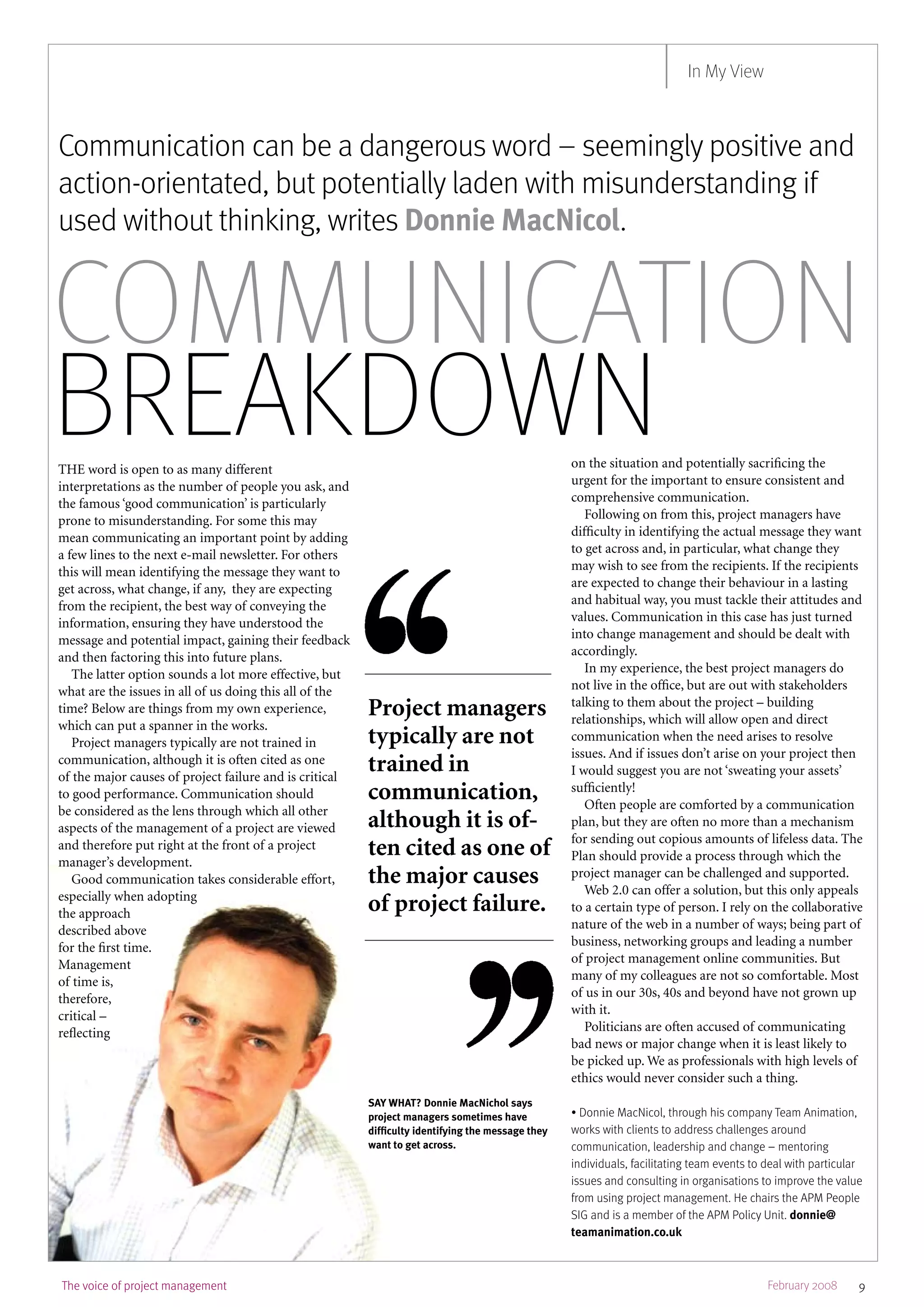 Project communication breakdown - APM Project Article | PDF