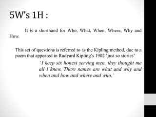 5W's and 1H of report writing | PPTX