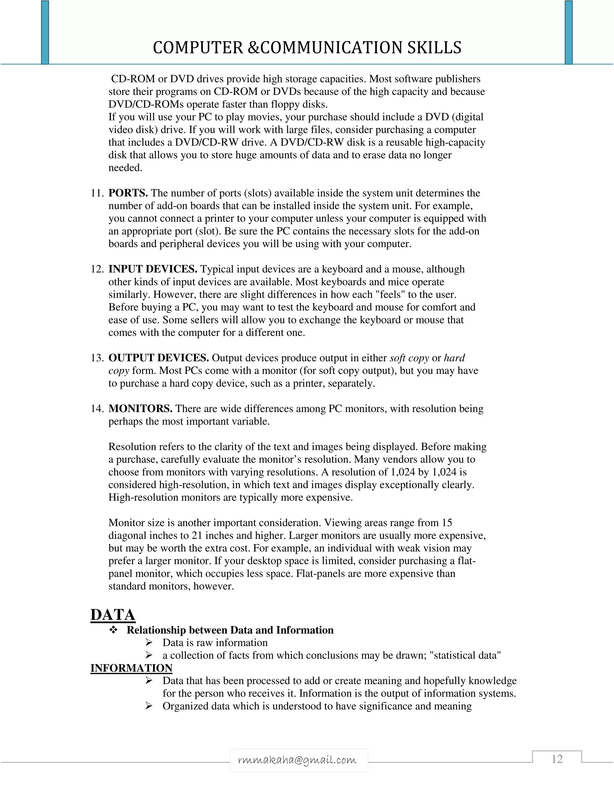 COMMUNICATION & COMPUTER SKILLS | PDF